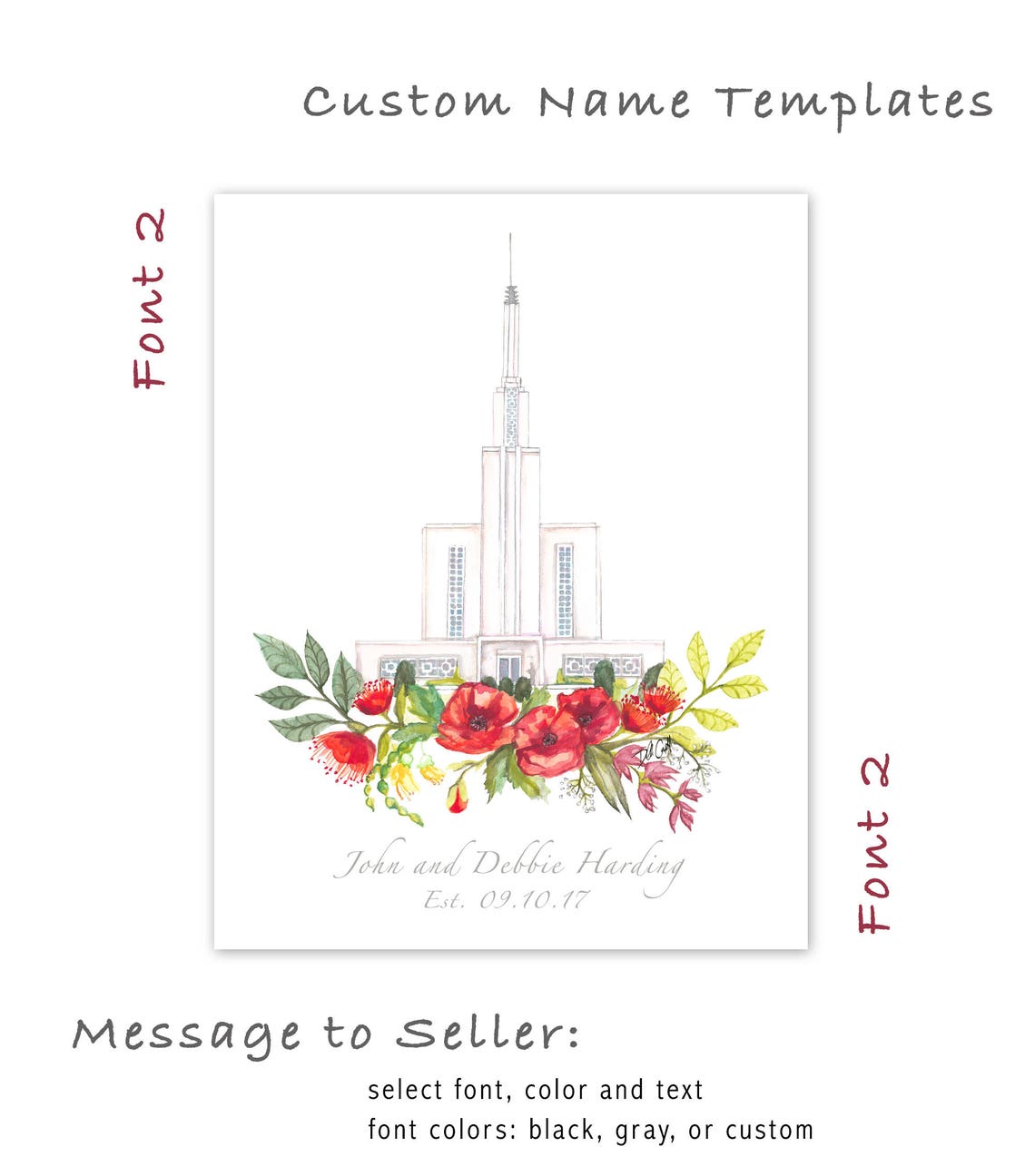 Hamilton New Zealand LDS Temple Watercolor Digital Download - Etsy