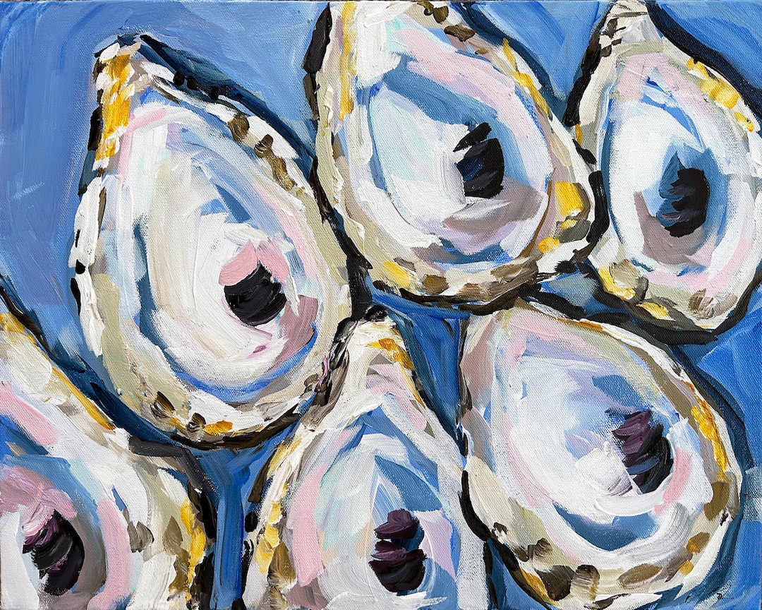 PRINT on Paper or Canvas, "oysters Shells on Cobalt" - Etsy