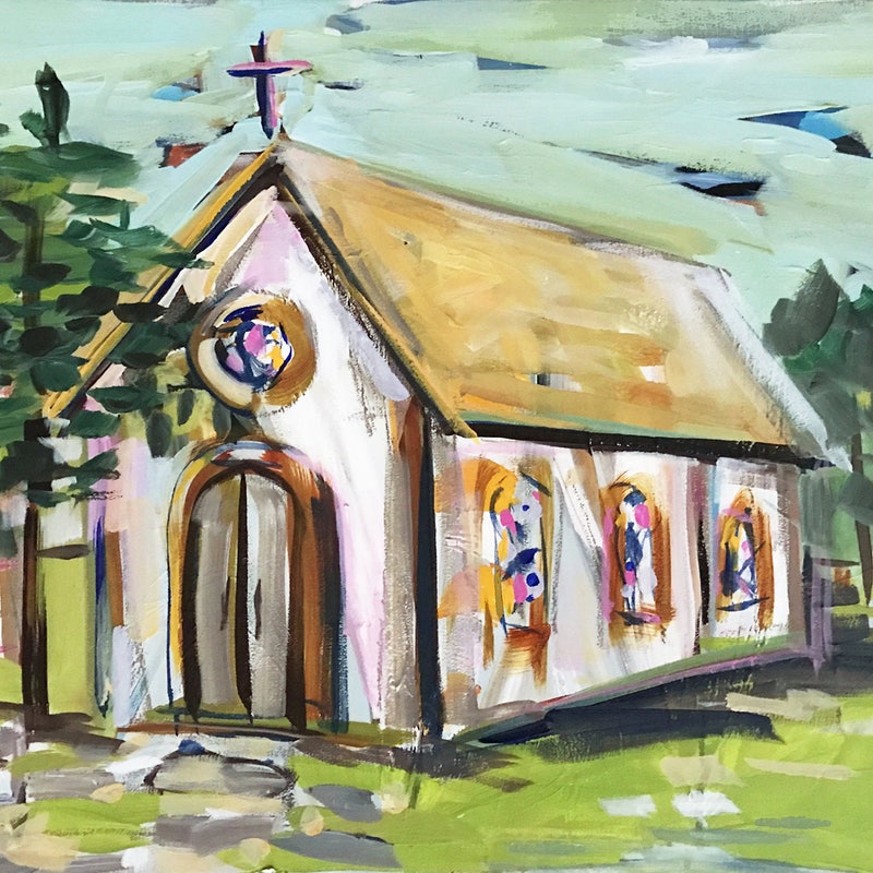 Church Acrylic Painting - Etsy