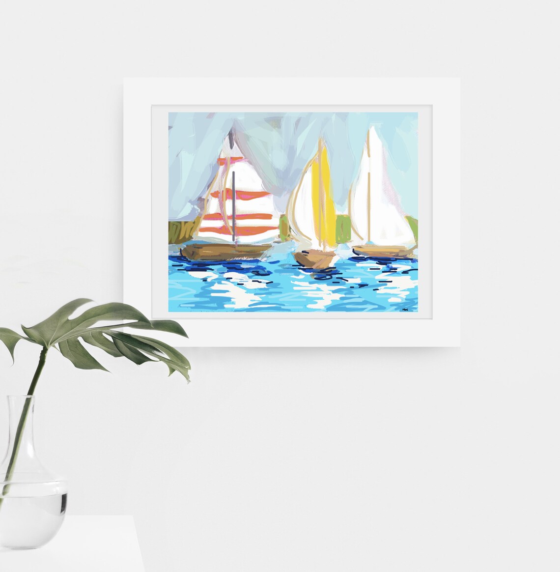 Sailboats PRINT on Paper or Canvas sailing | Etsy