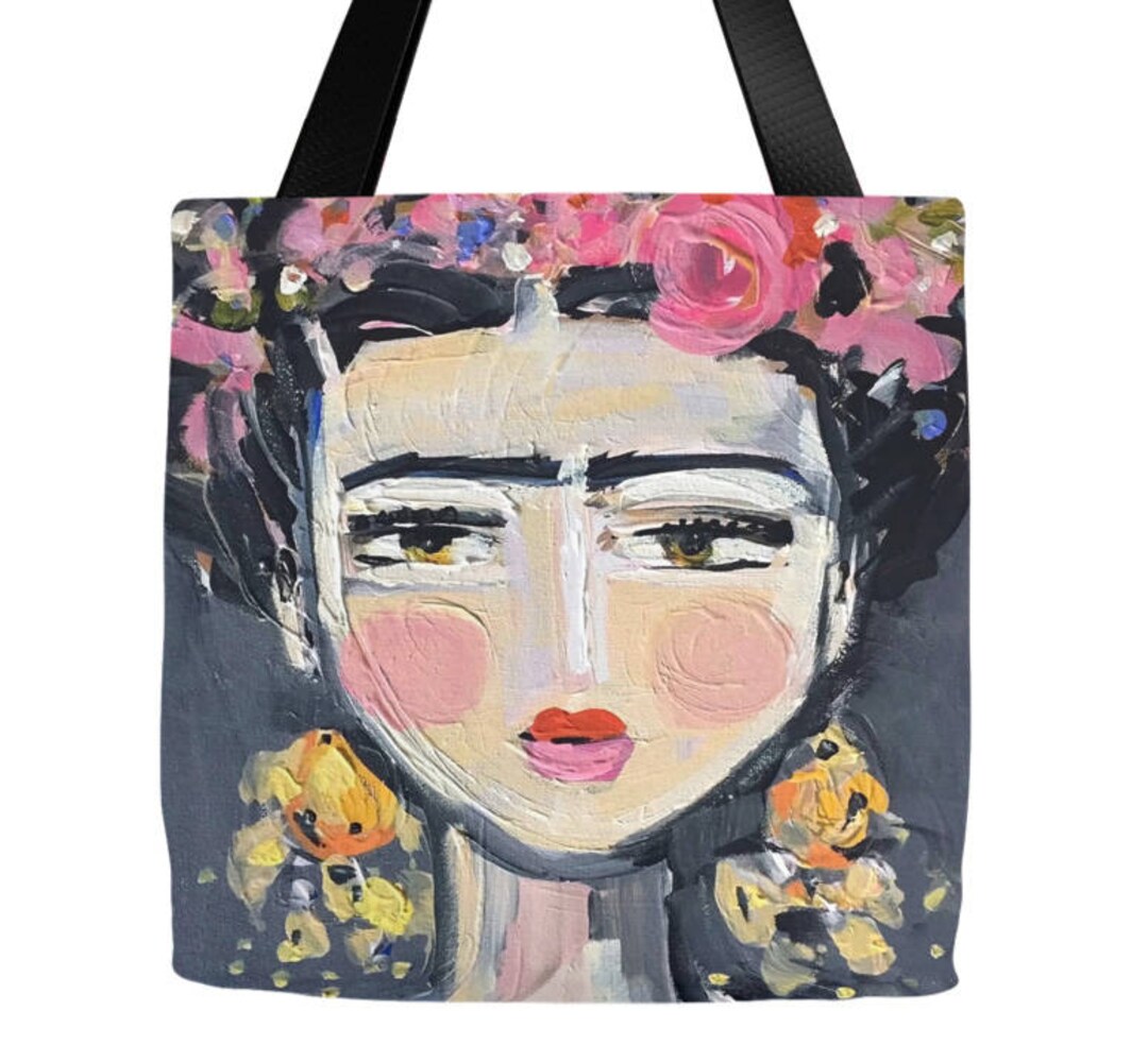 Frida Tote Bag, Graphic Frida Art Bag, Frida Carryall, "fine Frida" - Etsy