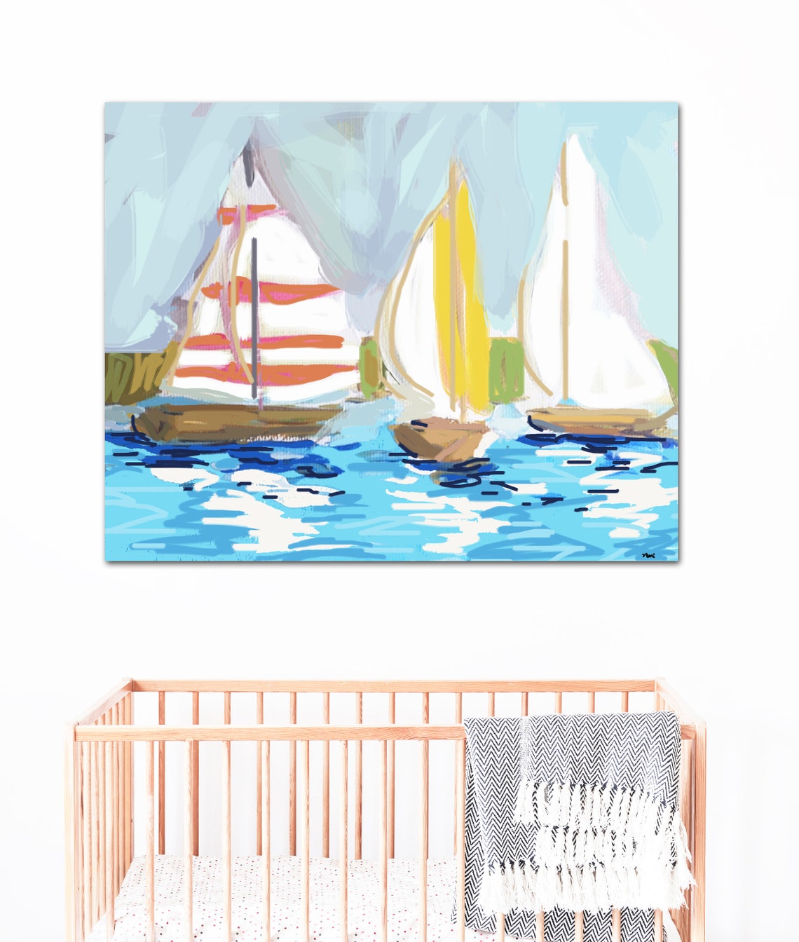 Sailboats PRINT on Paper or Canvas sailing | Etsy