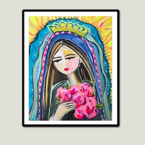 PRINT on Paper or Canvas, "mary of Guadalupe Castilian Roses" - Etsy