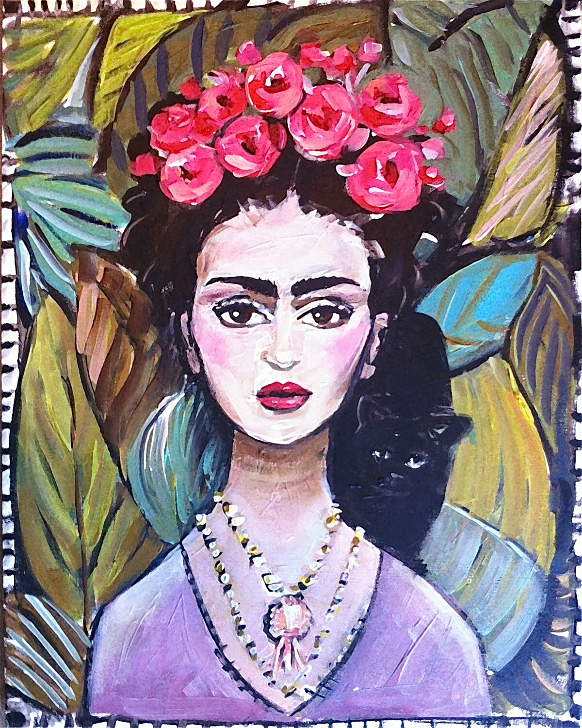 PRINT on Paper or Canvas frida Con Gato | Etsy