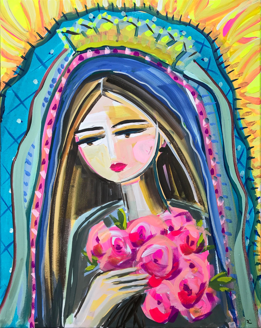 PRINT on Paper or Canvas, "mary of Guadalupe Castilian Roses" - Etsy