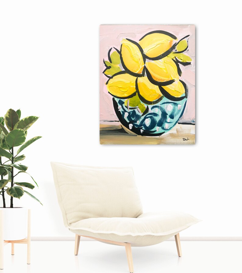 Lemons PRINT on Paper or Canvas lemon Bowl - Etsy