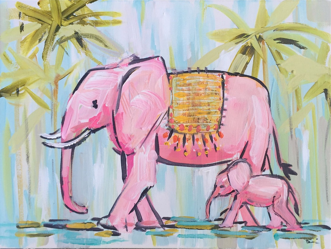 PRINT on Paper or Canvas, "pinkie Elephant" - Etsy