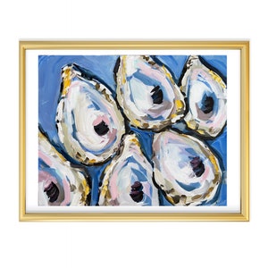PRINT on Paper or Canvas, "oysters Shells on Cobalt" - Etsy