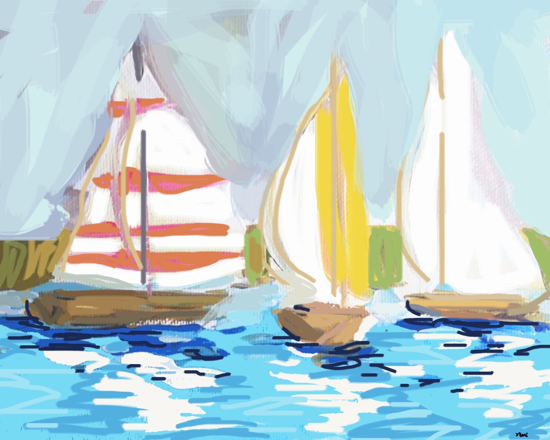 Sailboats PRINT on Paper or Canvas, "sailing" - Etsy
