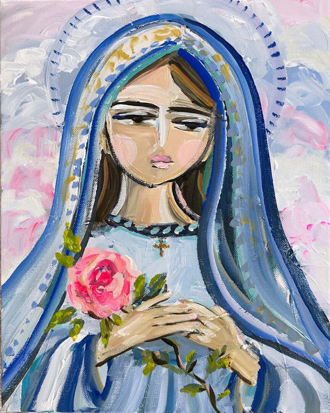 Mary PRINT on Paper or Canvas, "rose Mary" - Etsy