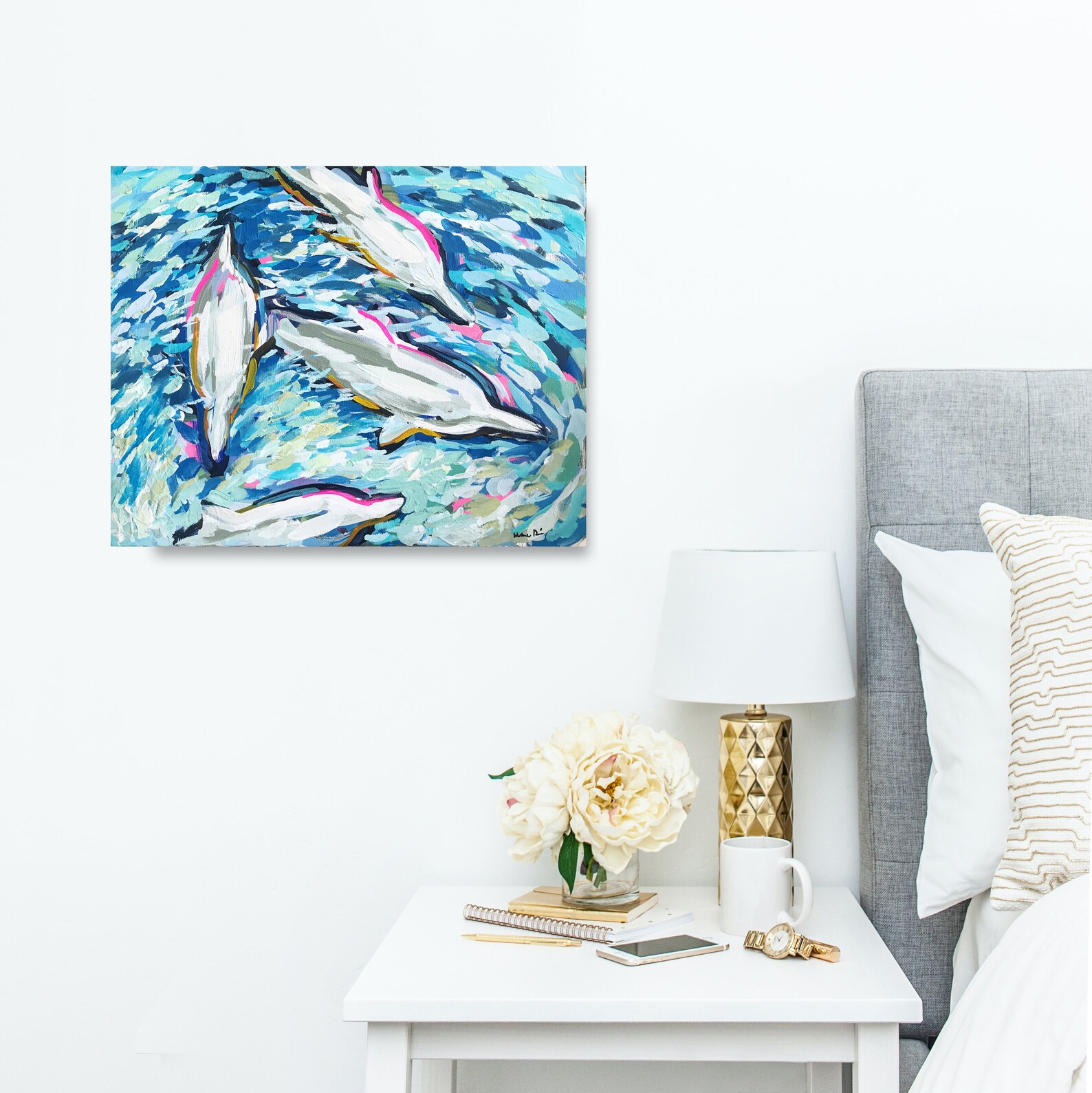 PRINT on Paper or Canvas dolphins | Etsy