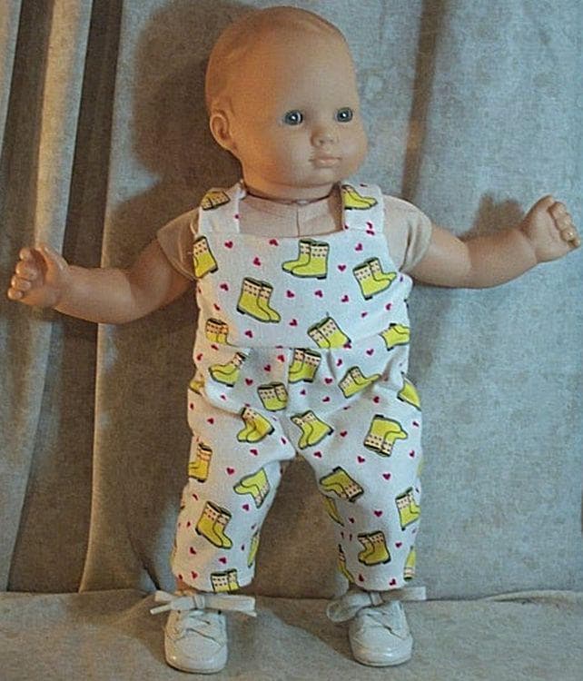 Doll Clothes Baby Handmade 4 American Girl Boy 15" Overalls Fabric ...