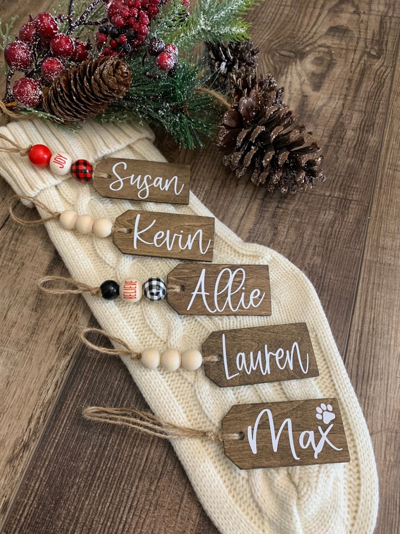 Stocking Name Tags Wooden Custom Personalized, Modern Farmhouse ...