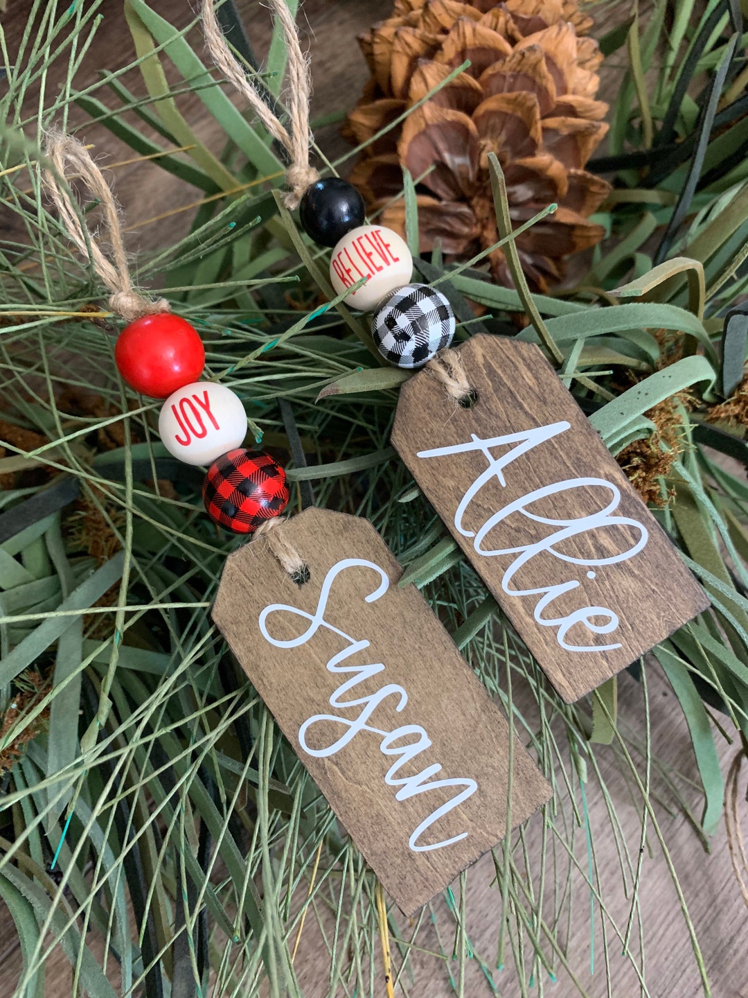 Stocking Name Tags Wooden Custom Personalized, Modern Farmhouse ...