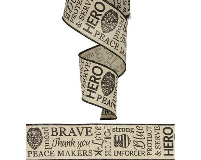 Police Ribbon Police Badge Wired Ribbon 2.5 Burlap - Etsy