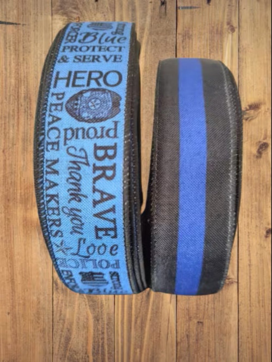 Police Wired Ribbon 6 Yard Lot ~ Police Badge Ribbon 1.5" Black Blue ...
