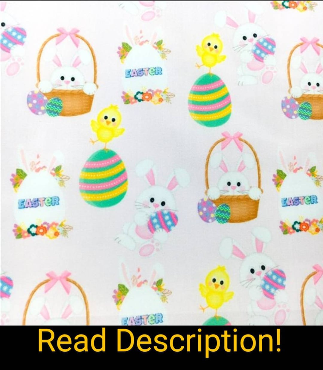 Easter Bunny Polyester Fabric: Basket & Egg Print - Etsy