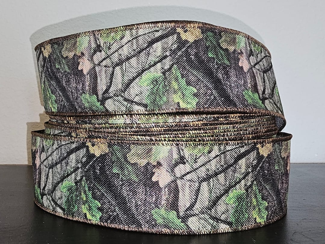 2" Camouflage Ribbon 2" Camo Ribbon 2" Green Camo WIRED Ribbon Print ...