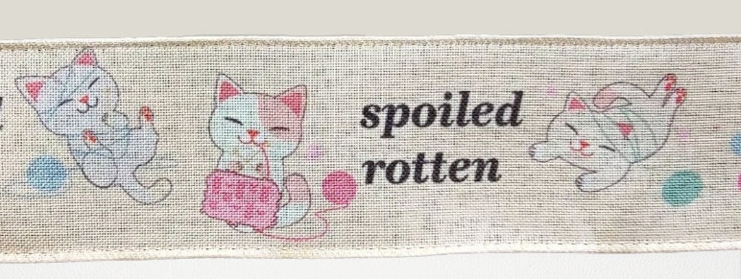 Cat and Yarn Wired Ribbon 2 Ribbon Animal Wired Ribbon for Wreaths Diy ...