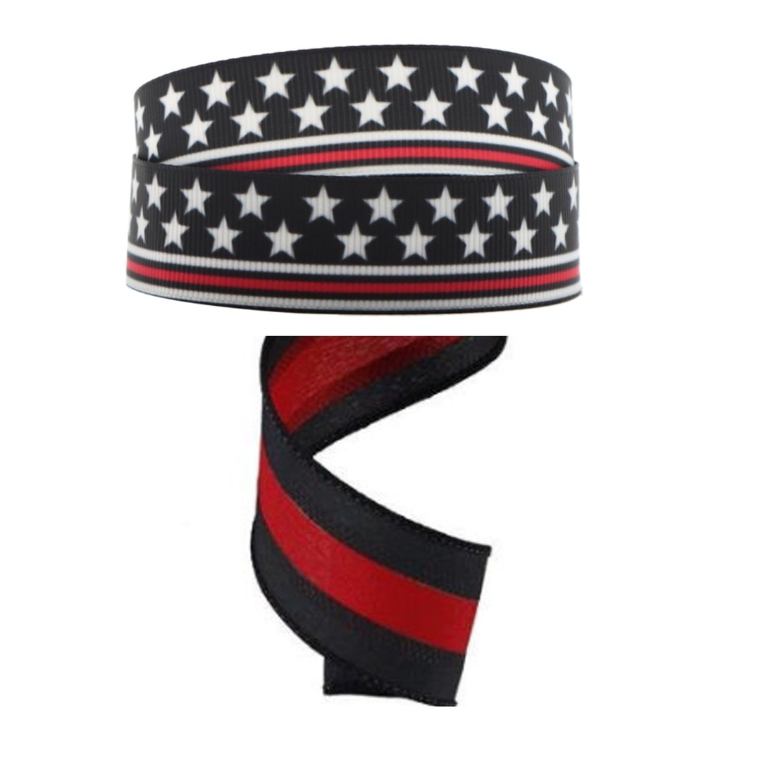 Thin Red Line Ribbon: Firefighter Flag Grosgrain Ribbon (7/8" or 1.5 ...