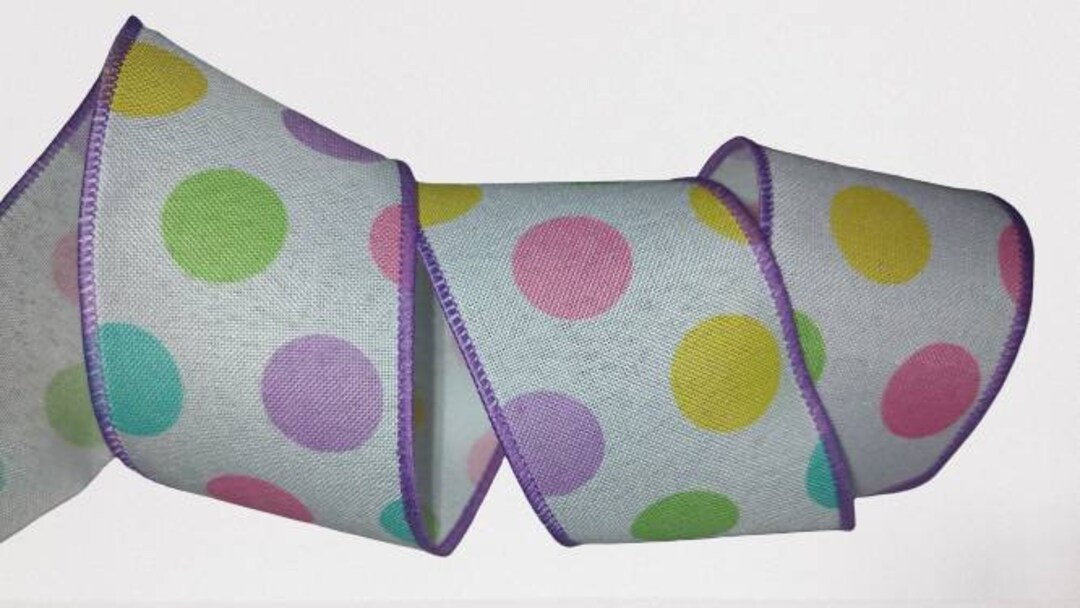 1.5 Easter Ribbon 1.5 Easter Rabbit Wired Ribbon 1.5 Wired Wreath Polka ...