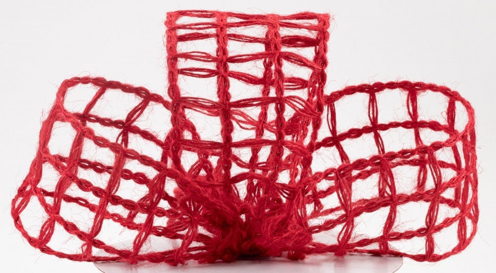 Red Wired Jute Netting Ribbon, Floral Arrangement, Gift Wrapping (2.5 ...