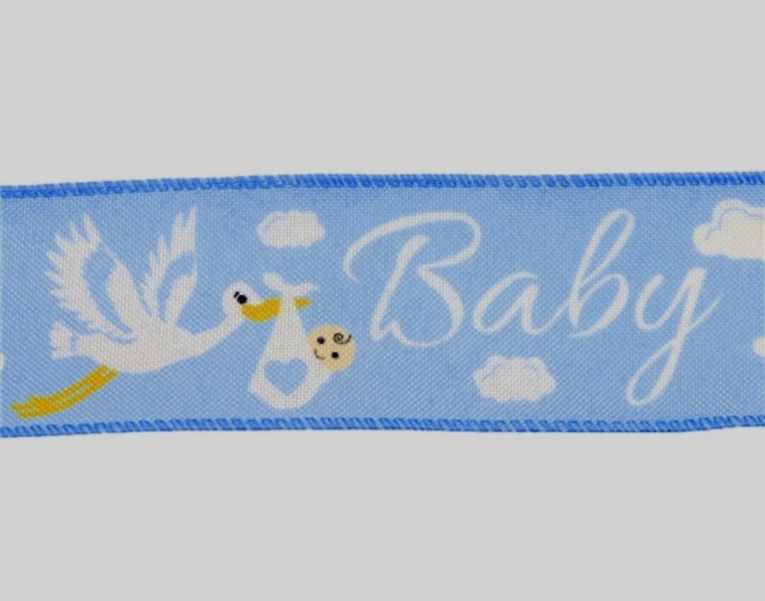 Baby Ribbon WIRED 2" Ribbon, 2" Baby Boy Ribbon 2" Blue White Ribbon ...
