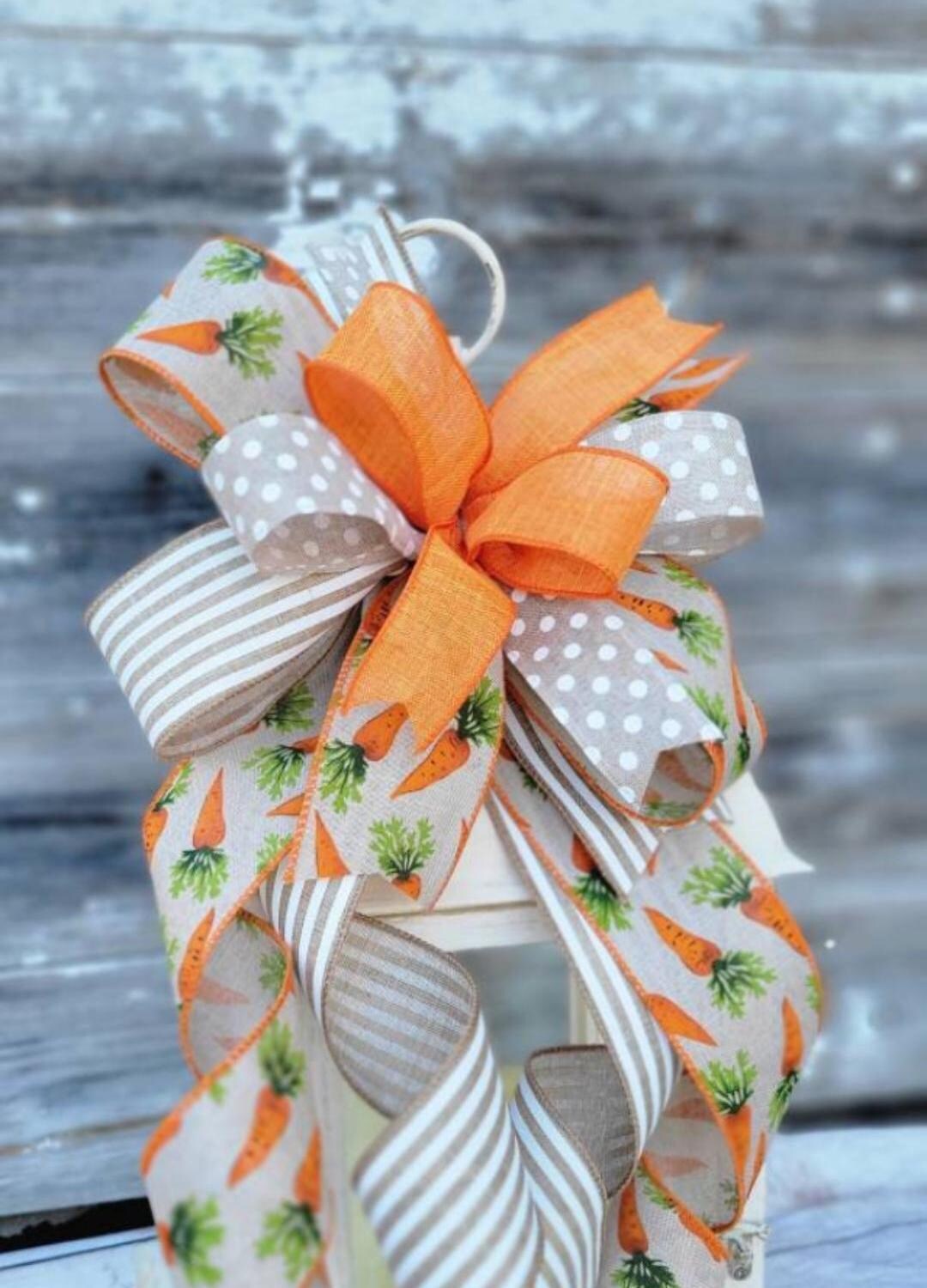 Easter Bow, Natural Ribbon Bow, Carrot Bow, Decor Bow, Bow for Wreath ...