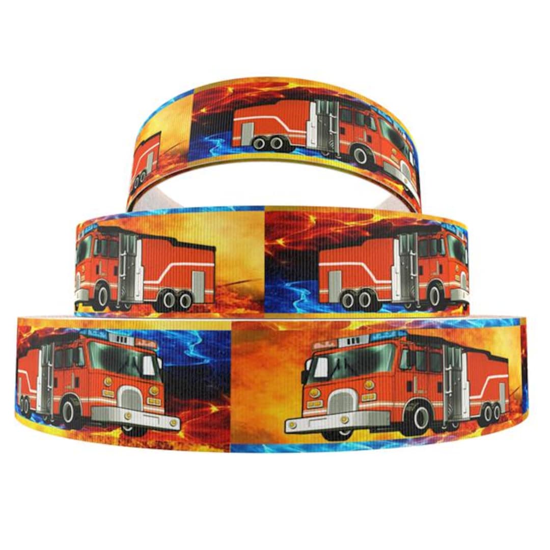 7/8 Inch Fire Engine Grosgrain Ribbon Fire Truck Ribbon for Hair Bows ...