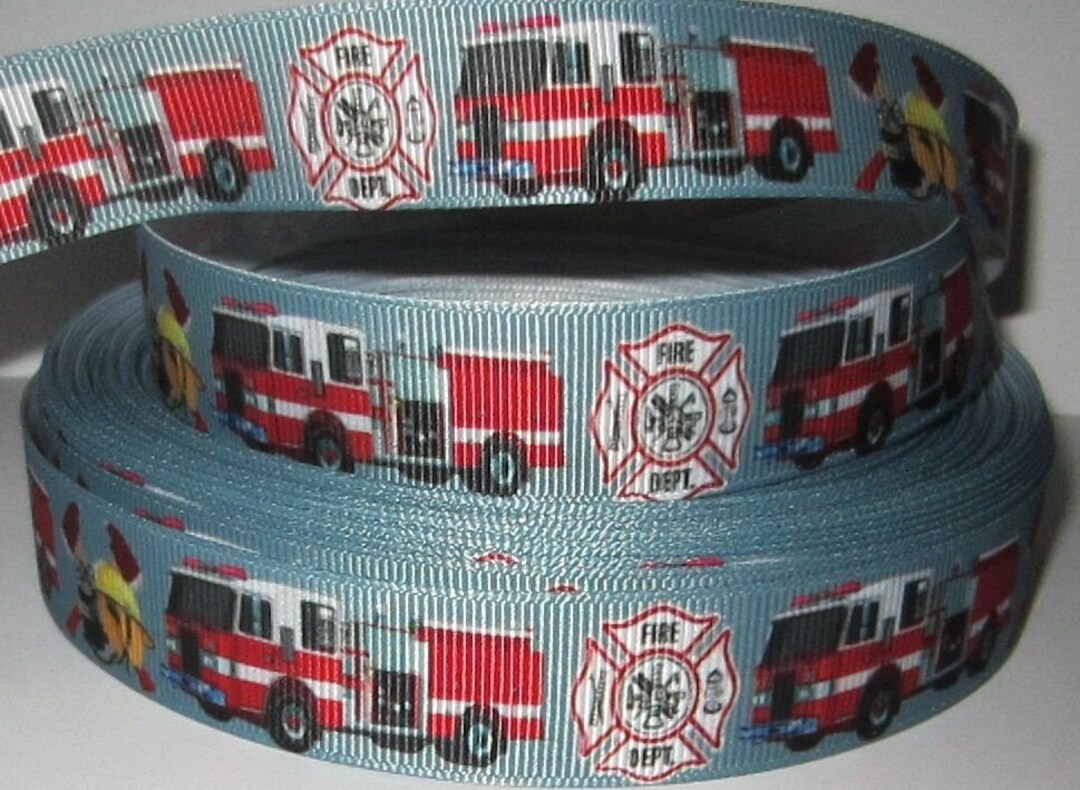 Fire Engine Grosgrain Ribbon: 7/8 Inch, Fireman Theme - Etsy