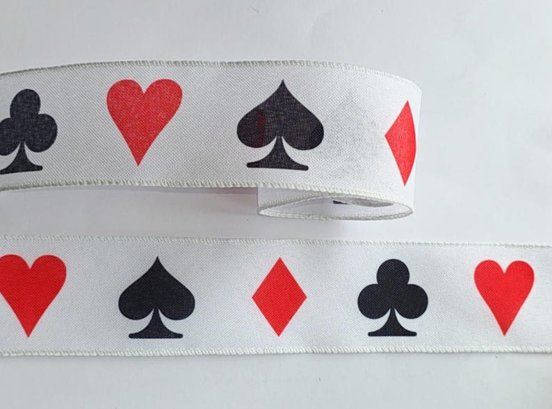 2" Wired Casino Ribbon, Playing Card Suits, Crafts & Wreaths - Etsy