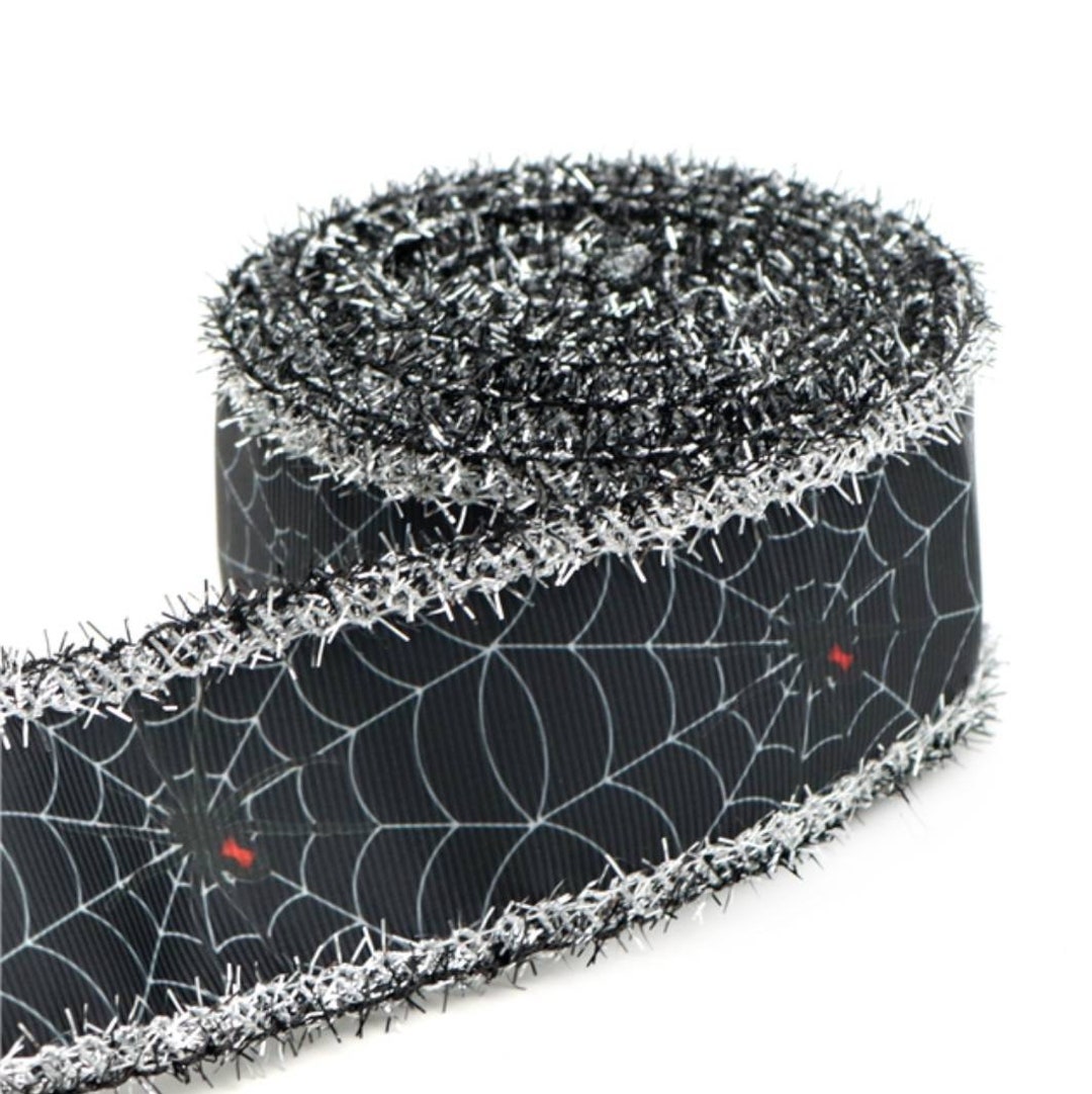 Halloween Ribbon Spiderweb Ribbon 1.5" Spider Ribbon Fall Ribbon ...