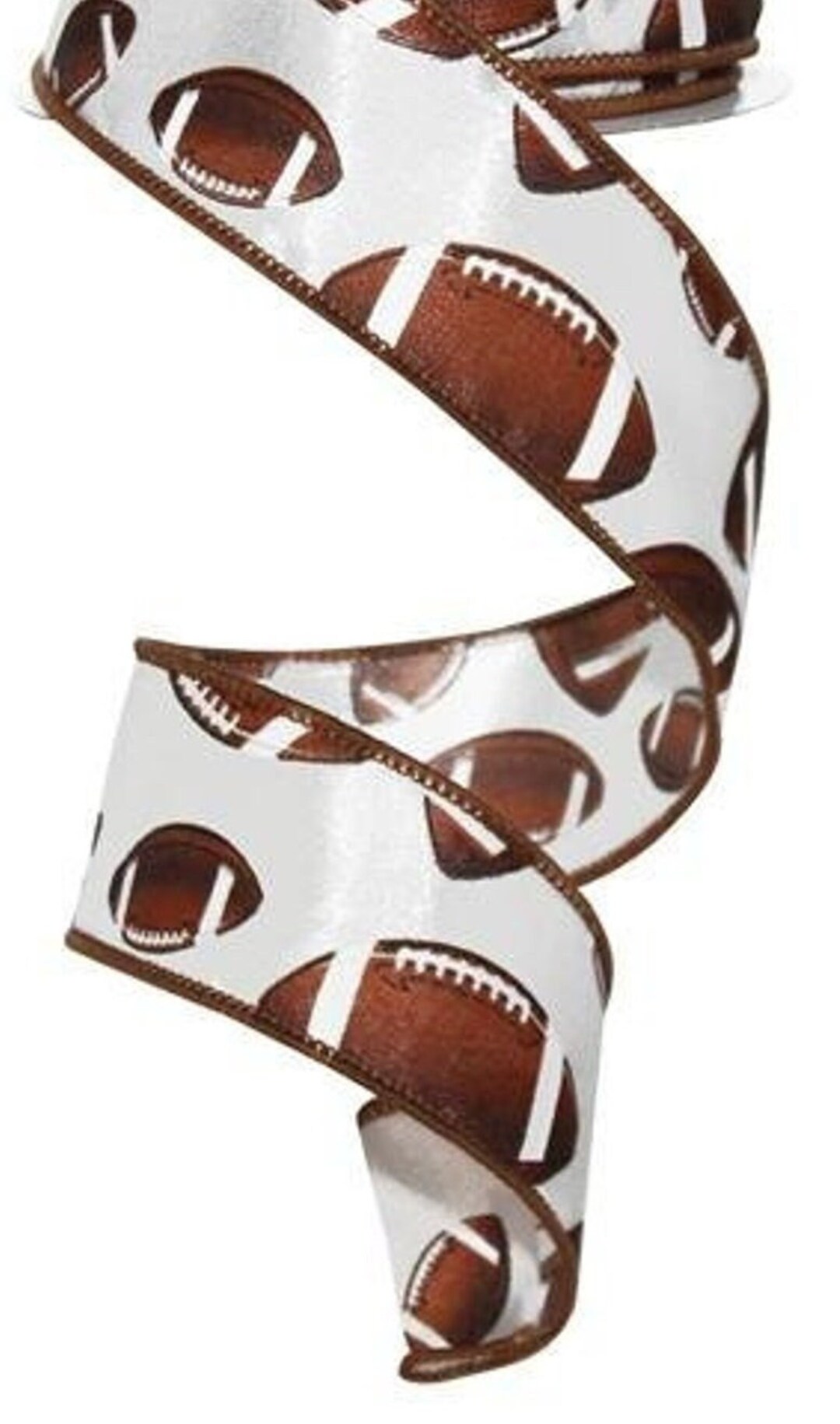 2.5" WIRED Football Ribbon, Bow Making Ribbon, Wreaths Football Ribbon ...