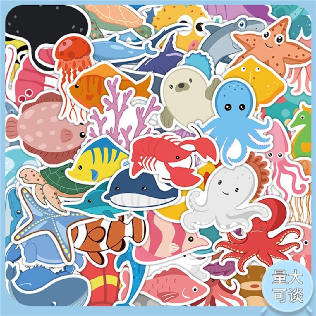 Marine Life Stickers Decal Pack Waterproof Vehicle Water Bottle Decal ...