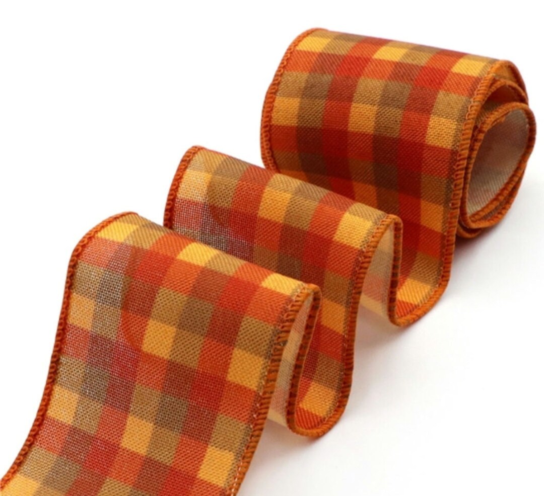 2.5" Wired Ribbon Fall Plaid Ribbon Autumn Ribbon Thanksgiving Ribbon ...