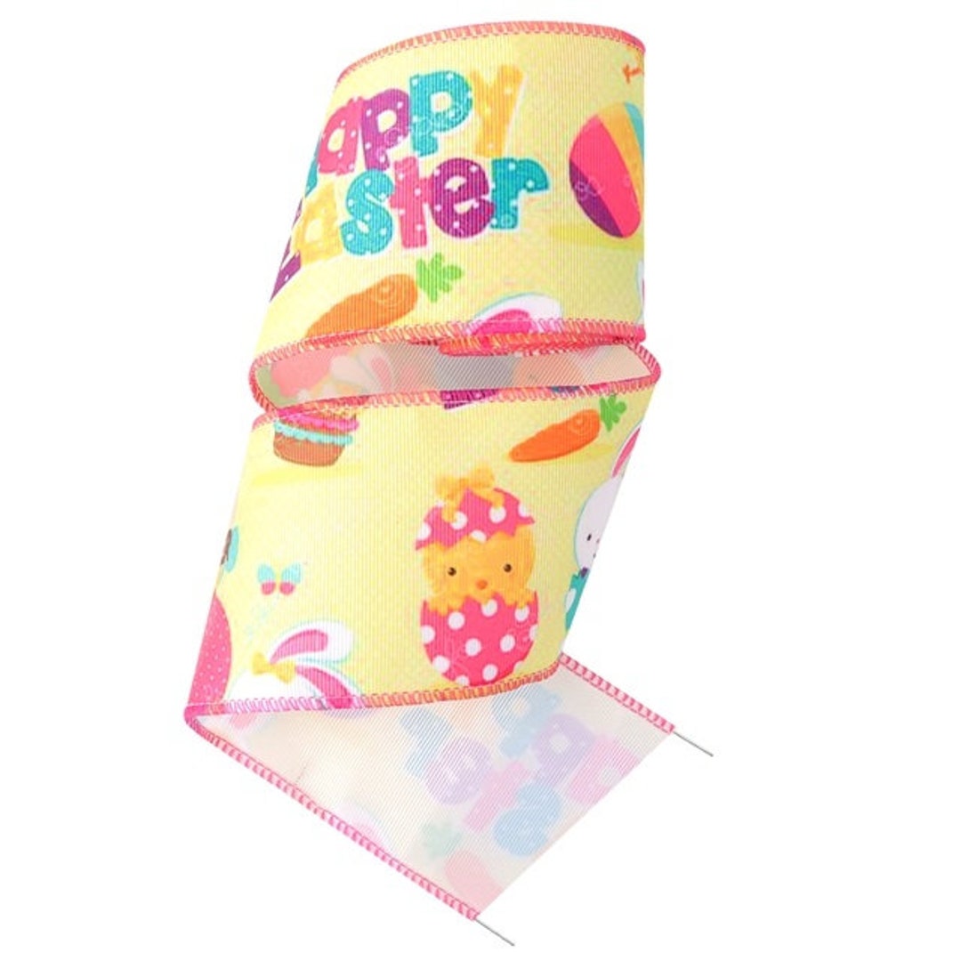 3 Easter Ribbon 3 Happy Easter Wired Ribbon 3 Easter Chick Wired Wreath ...