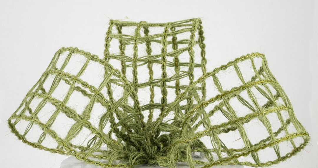 2.5" Green Moss Wired Jute Netting Ribbon 2.5" Natural Ribbon 2.5 ...
