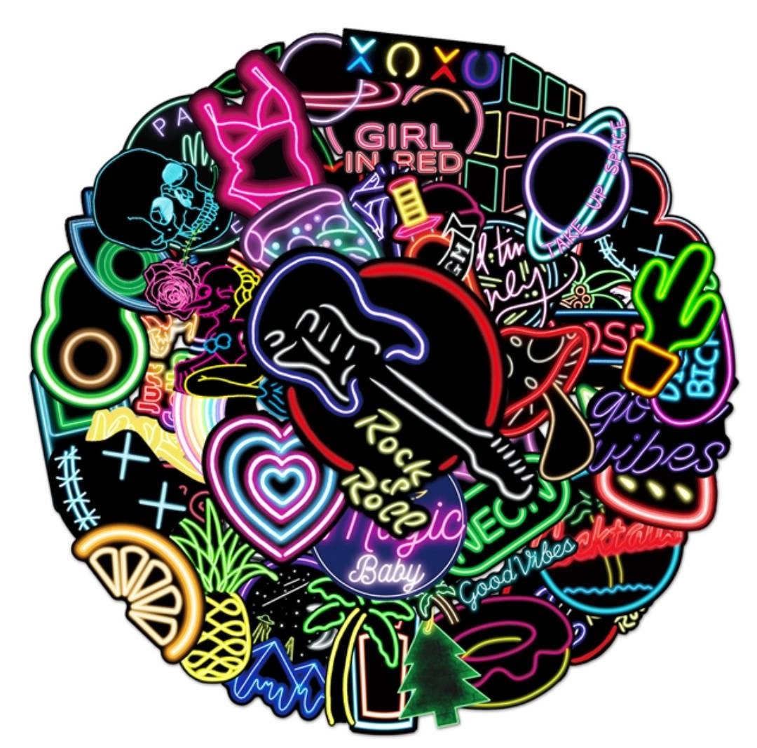 50pcs Neon-light Stickers Pack Popular Actor DIY Decals for Laptop ...