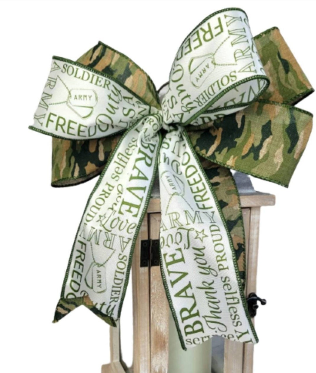 Army Bow, Wreath Bow, Lantern Bow, Decor, Service Hero, Bow for Wreath ...
