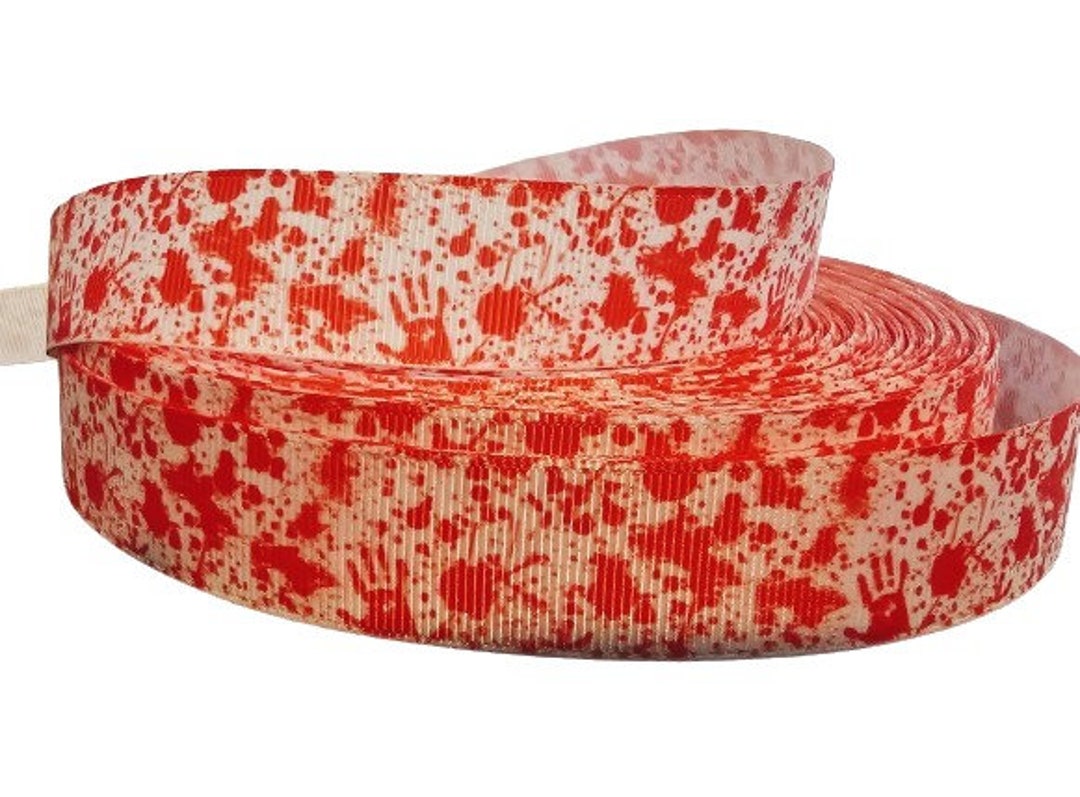 7/8 Blood Ribbon 7/8 Blood Hand Prints Ribbon Halloween Grosgrain ...