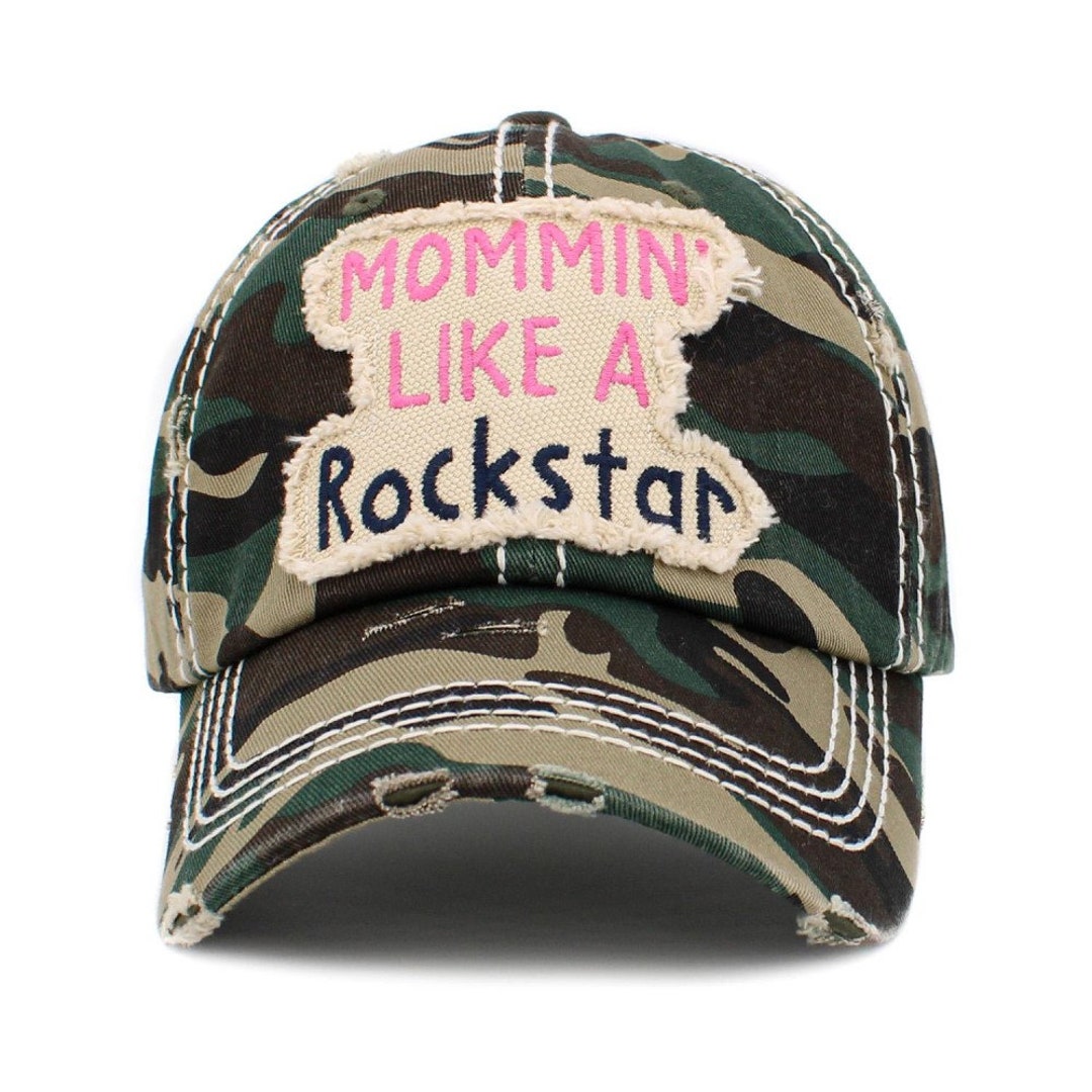 Mommin' Like A Rockstar Baseball Hat/distressed Mama/camo - Etsy