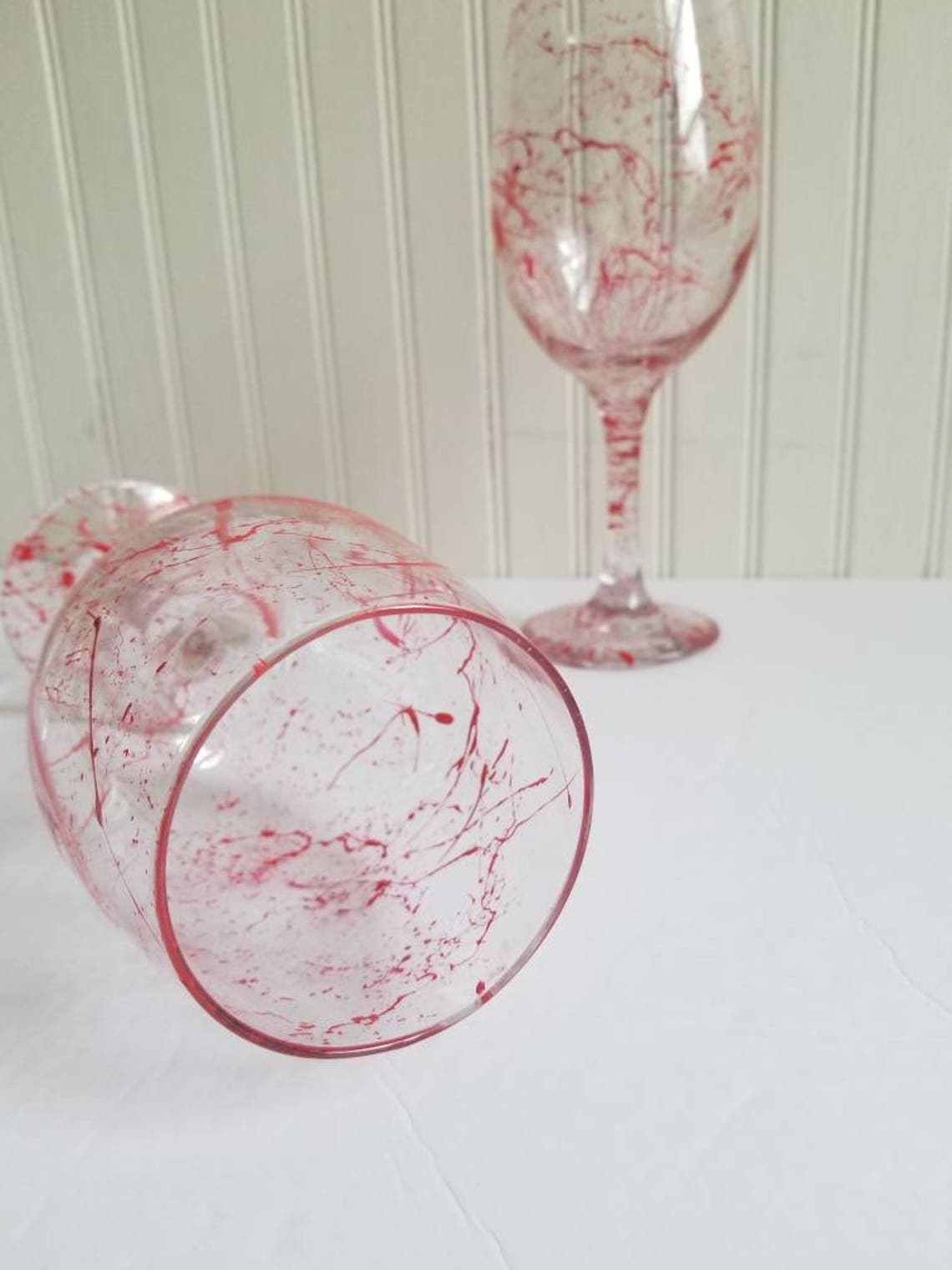 Halloween Wine Glass Blood Splatter Wine Glass Horror Movie - Etsy