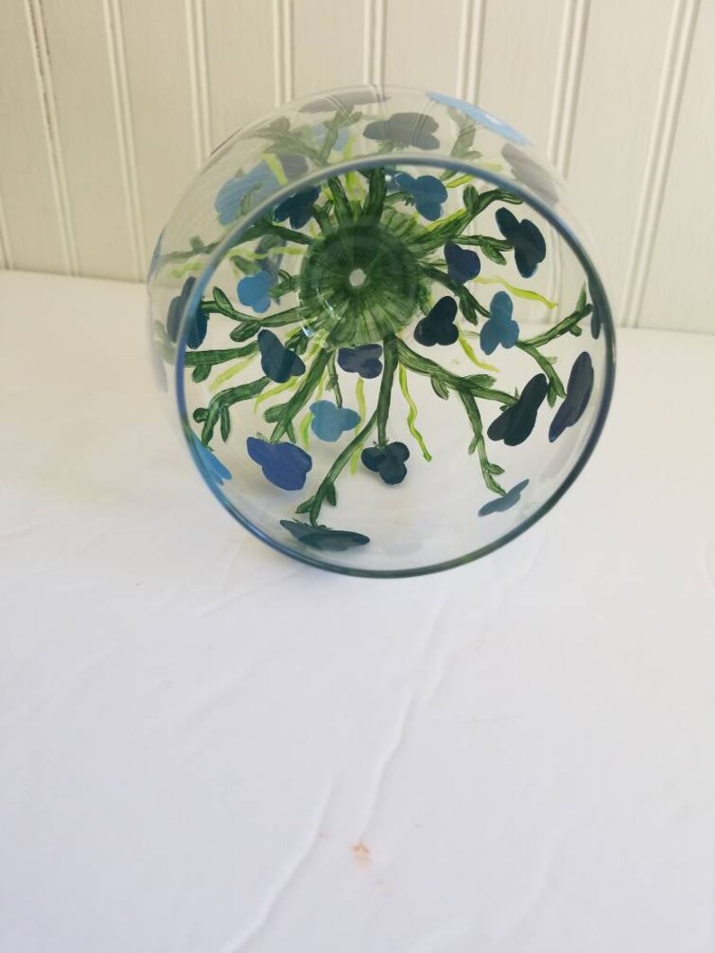 Wine glass hand painted floral wine glasses blue flowers | Etsy