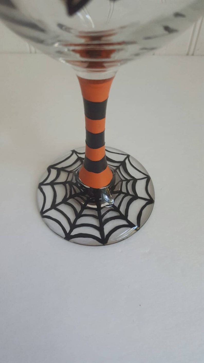 Halloween wine glass hand painted glass custom glassware | Etsy