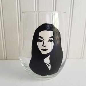 Stemless Wine Glass Halloween Wedding Glasses Hand Painted Addams ...