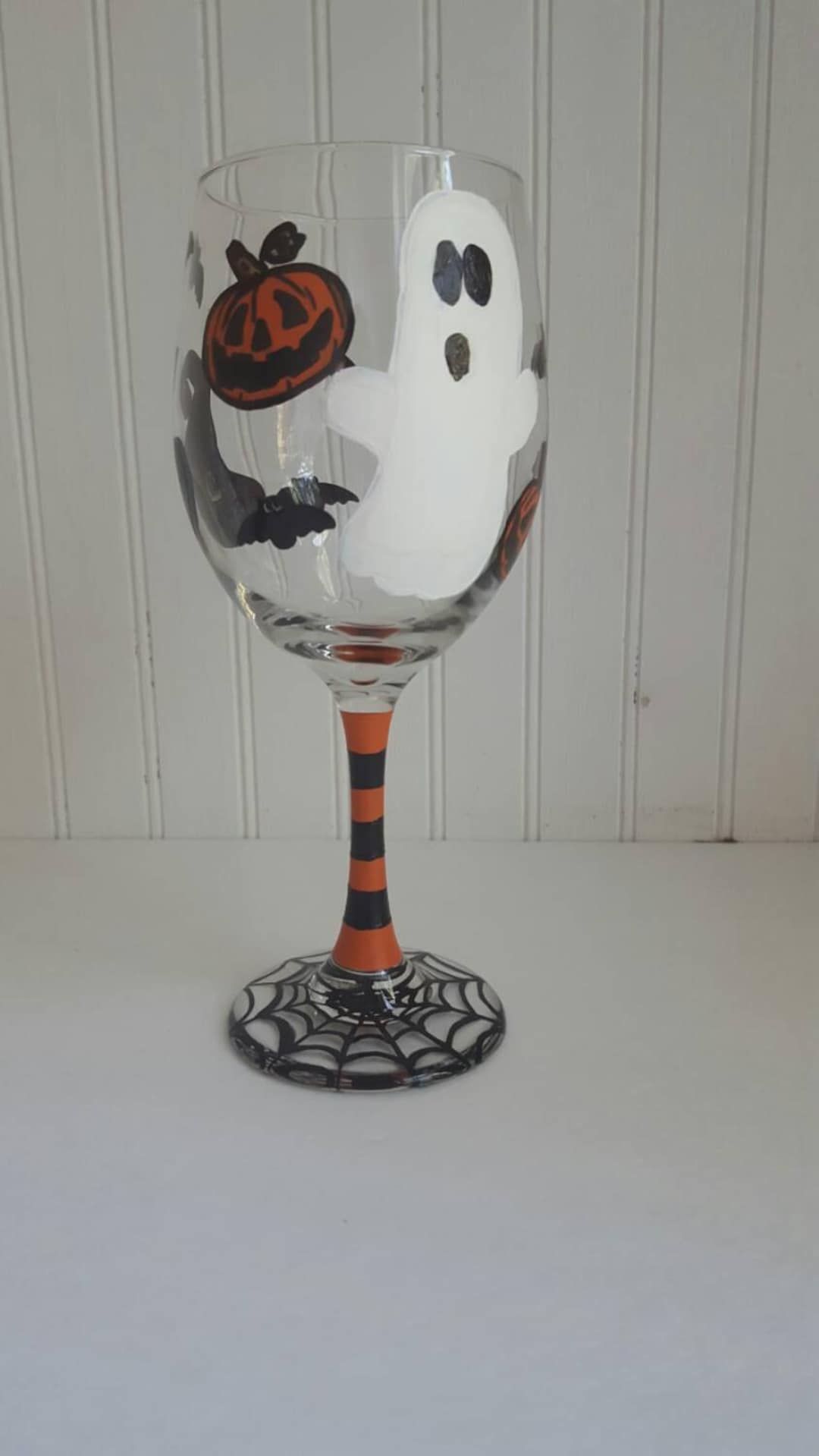 Halloween Wine Glass Hand Painted Glass Custom Glassware Halloween ...
