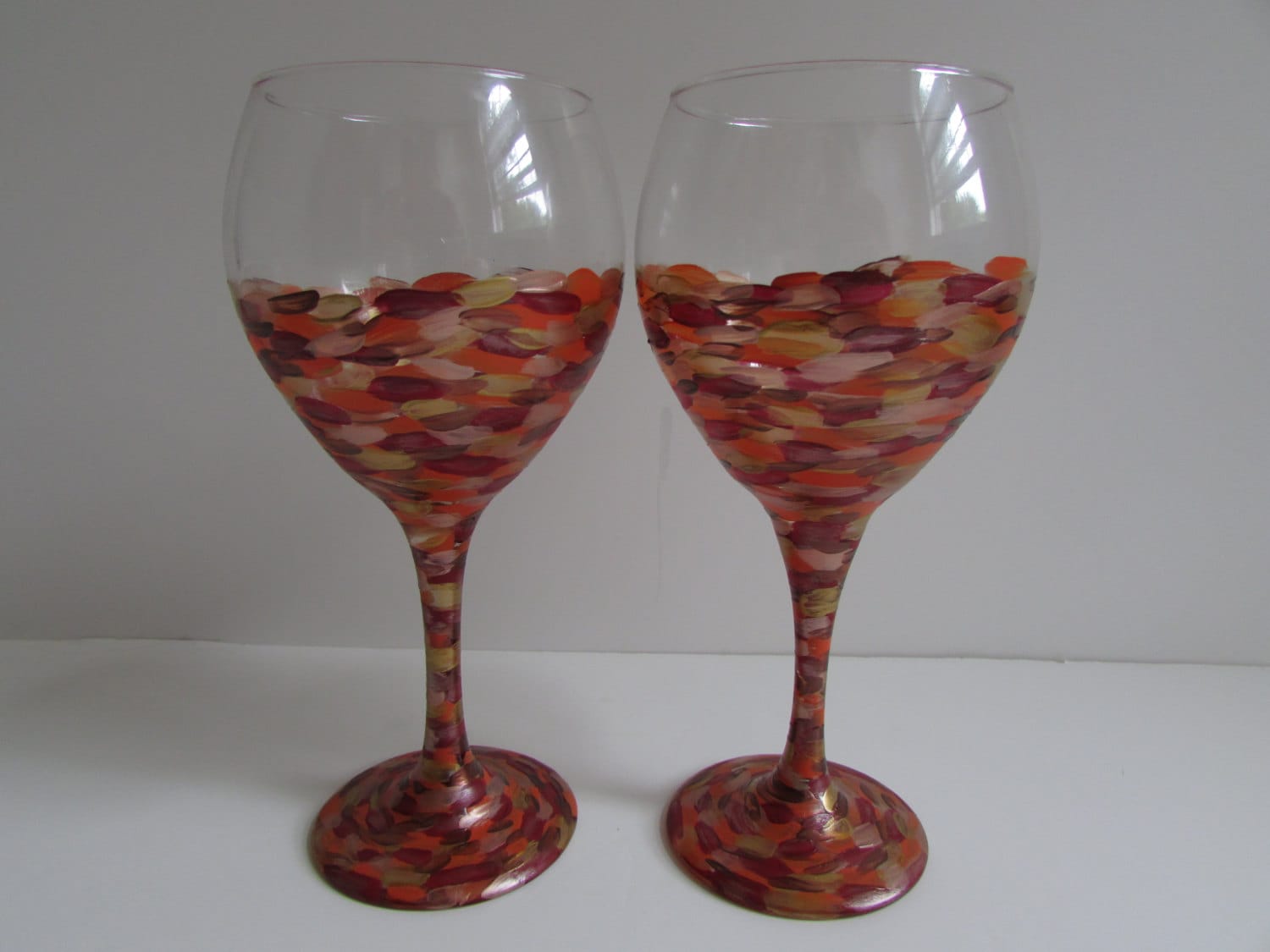 Wine Glass Hand Painted Autumn Glassware Fall Harvest Wine Glass Set of ...