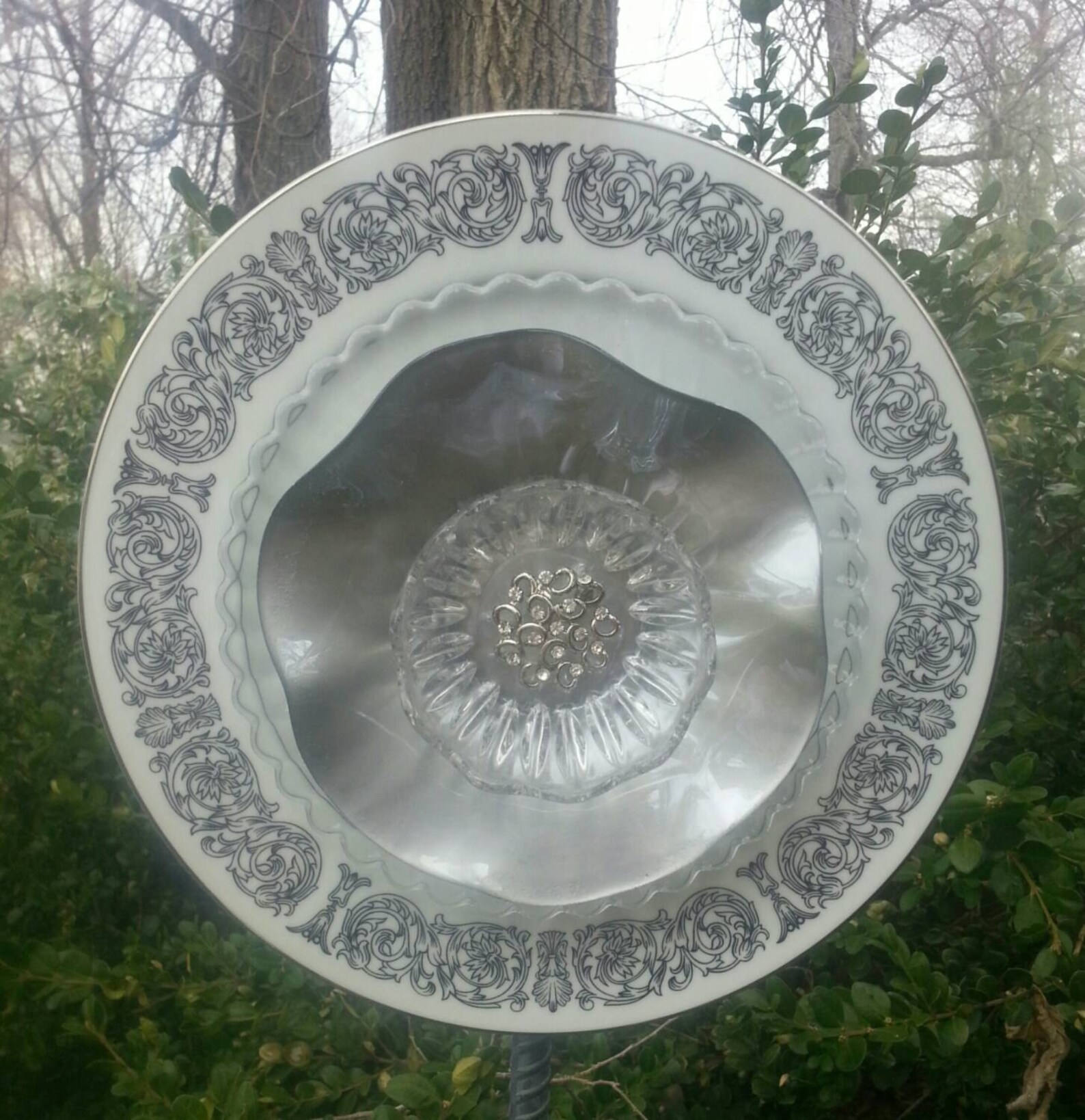 Garden Art Plate Flower Garden Decoration Flower Yard Art - Etsy