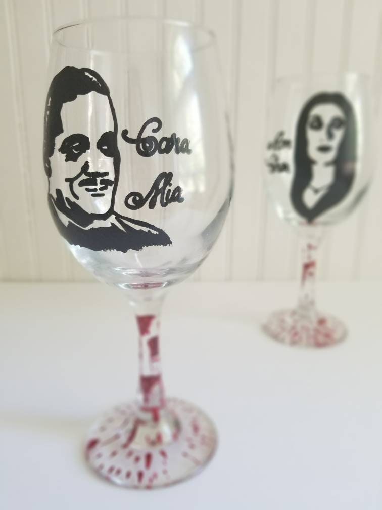 Halloween Wedding Glasses Hand Painted Addams Family Gomez and Morticia ...