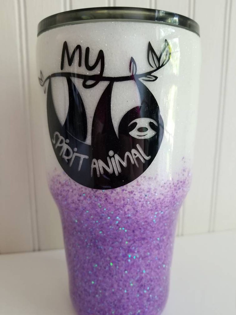 Purple Glitter Tumbler Sloth is My Spirit Animal Sloth Tumbler | Etsy